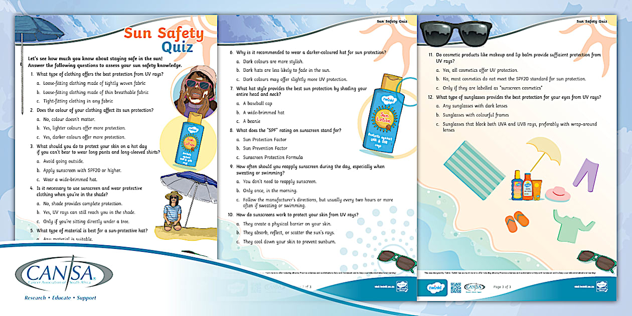FREE! - Sun Safety Quiz (teacher made) - Twinkl