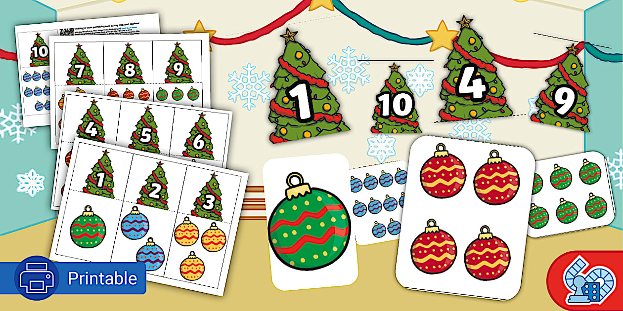 Christmas Baubles Game - Number Matching - Counting to 10