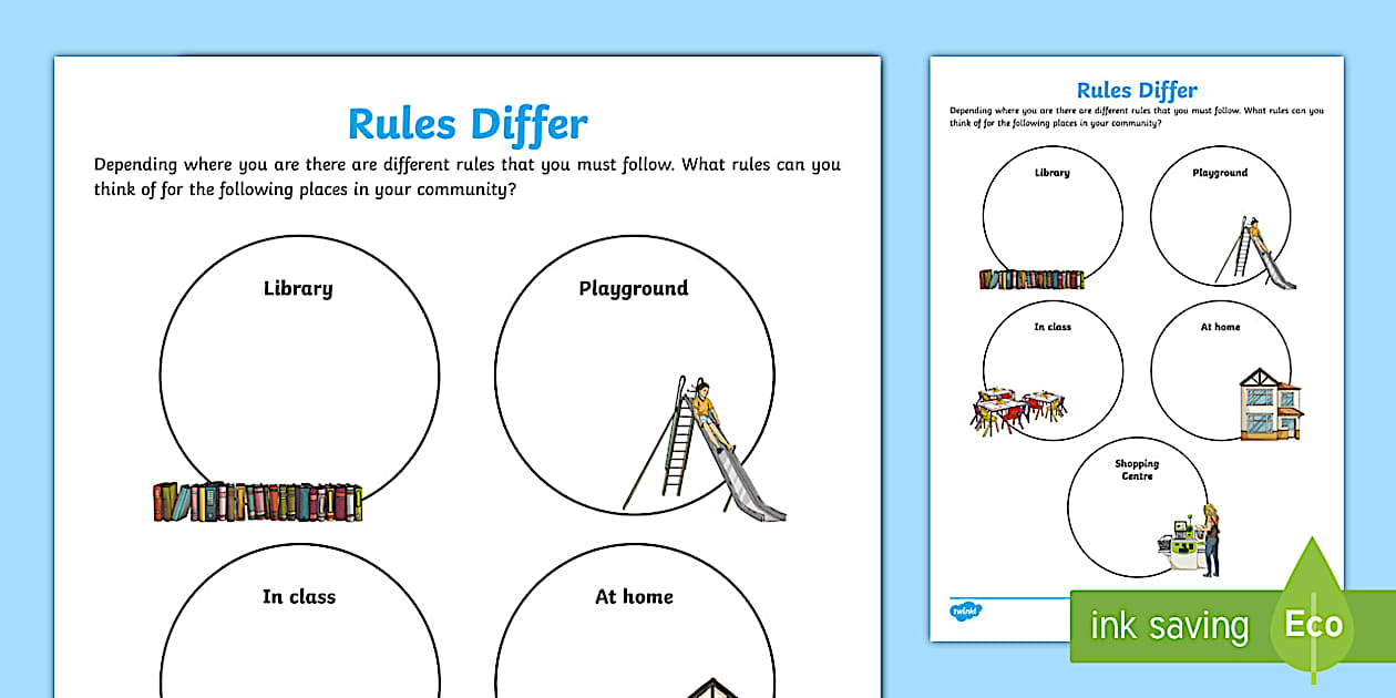 Rules Differ Worksheet (teacher made) - Twinkl