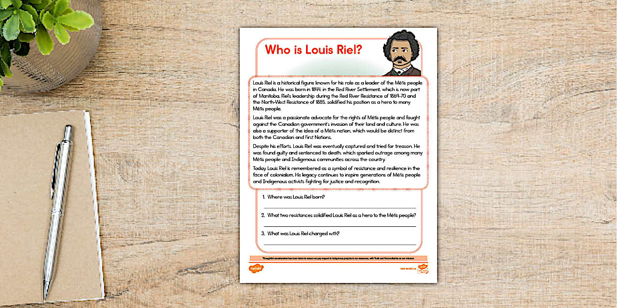All about Louis Riel Primary Reading Comprehension - Twinkl