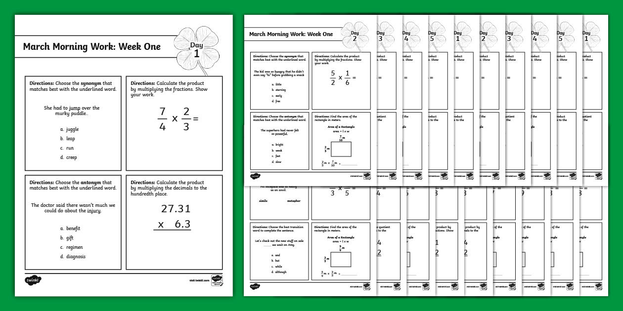 Fifth Grade March Morning Work Bundle (teacher made)