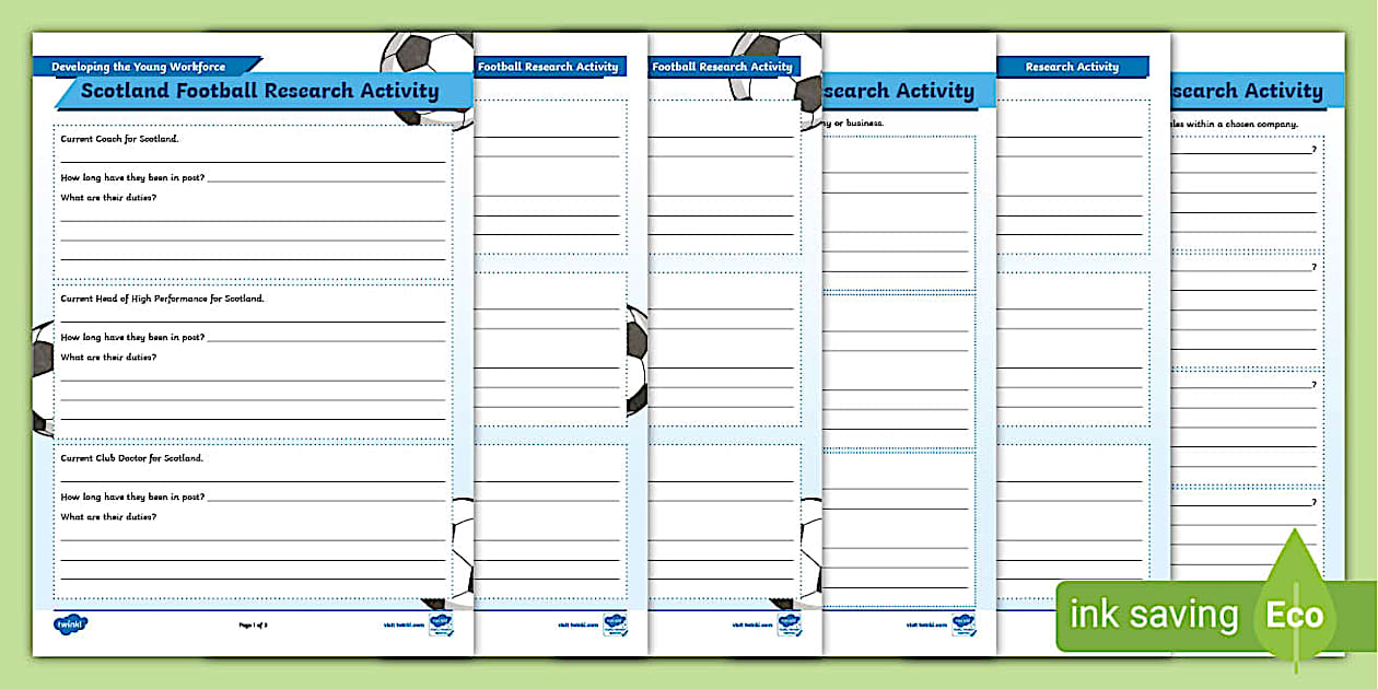 Developing the Young Workforce Research Activity Sheets
