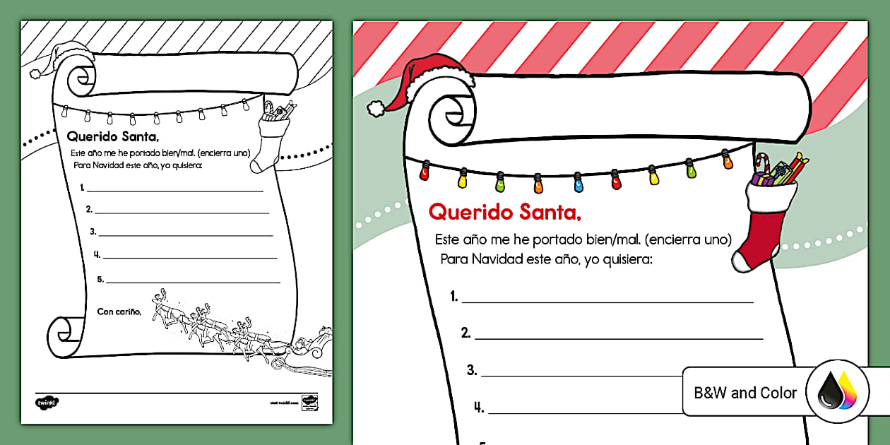 Actividad de escritura: Carta a Santa - Twinkl