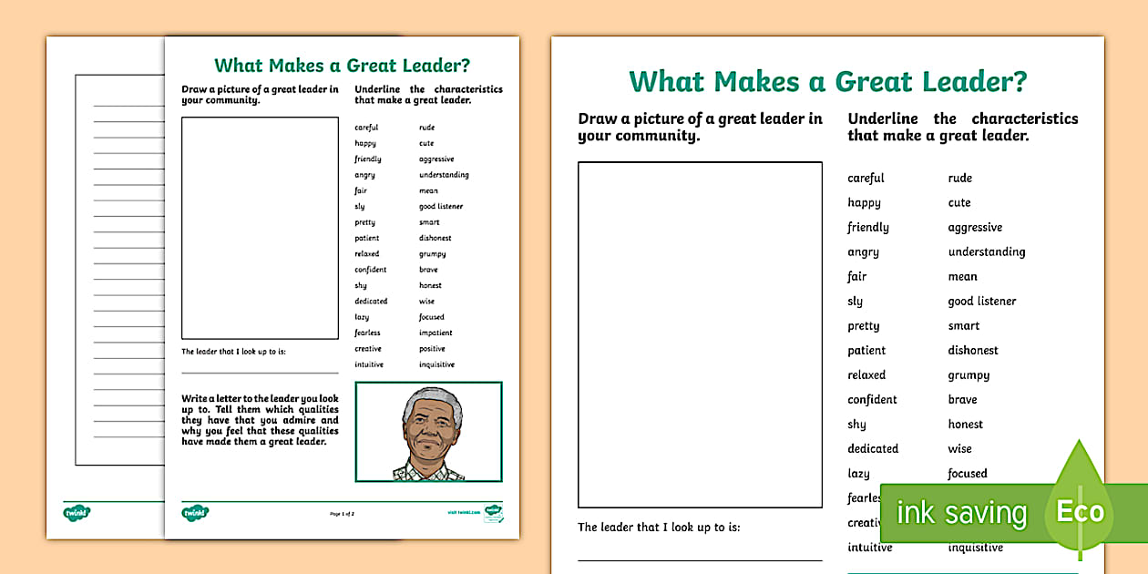 What Makes a Great Leader? Worksheet / Worksheet