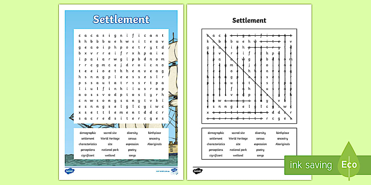 Settlement Word Search (Teacher-Made) - Twinkl