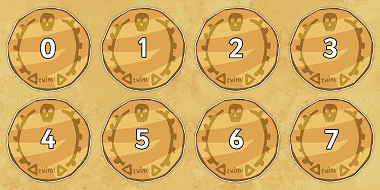 Numbers 0-50 on Pirate Coins (l'enseignant a fait) - Twinkl