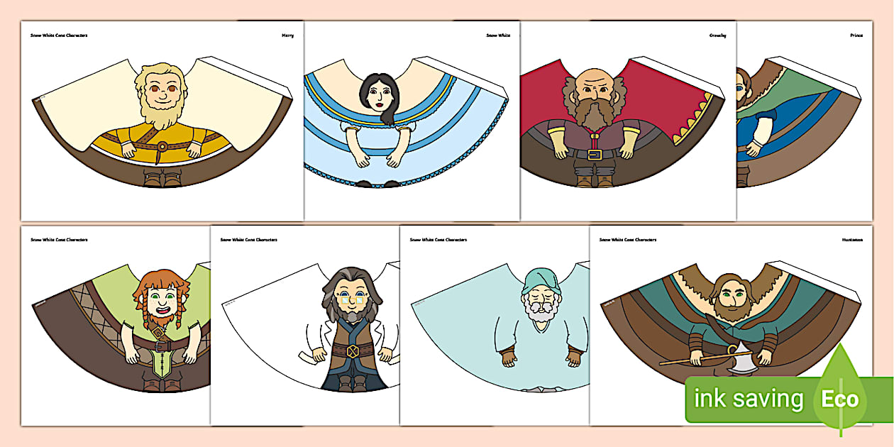 Snow White Cone Characters (teacher made) - Twinkl