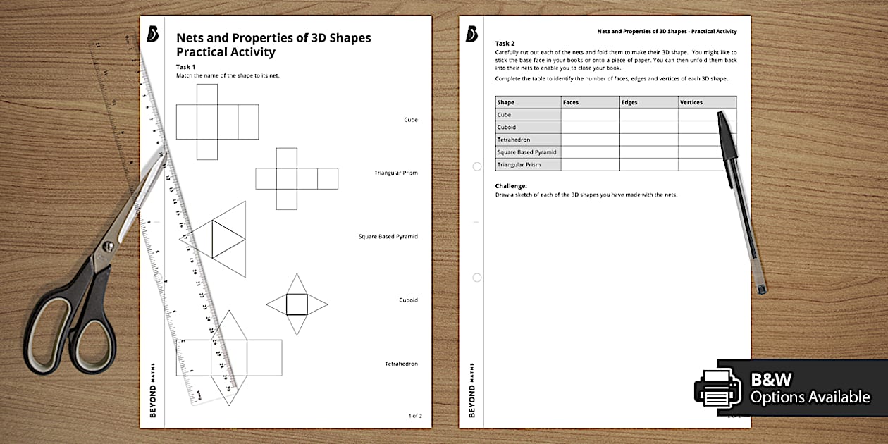 👉 Nets and Properties of 3D Shapes Practical Activity