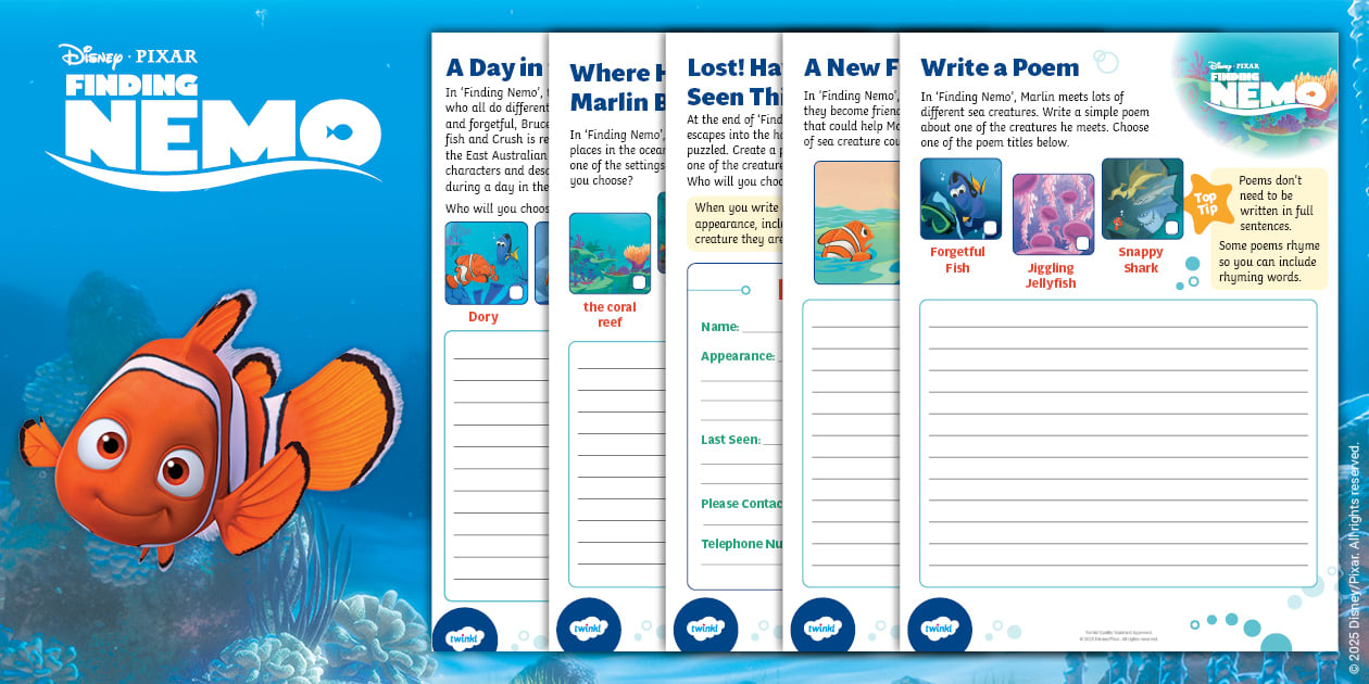 Finding Nemo: Beneath the Waves – Short Burst Writing Pack [Ages 5-7]