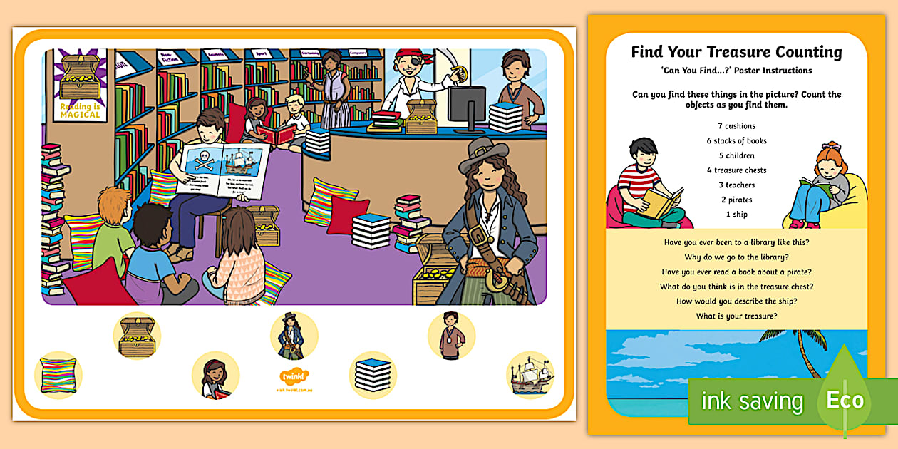 Find Your Treasure Counting Poster and Prompt Card Pack