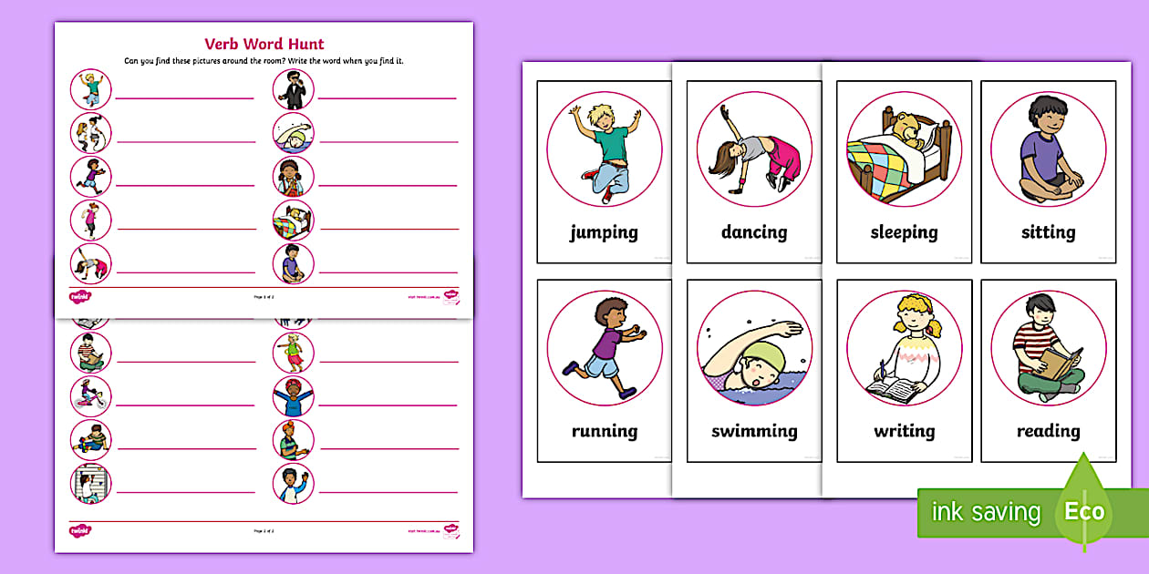 Action verbs for kids worksheets | Primary English Worksheets