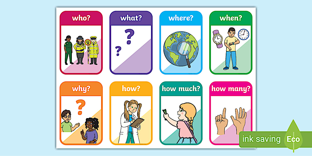 👉 5W1H Worksheet - Who What Where When How Question Cards