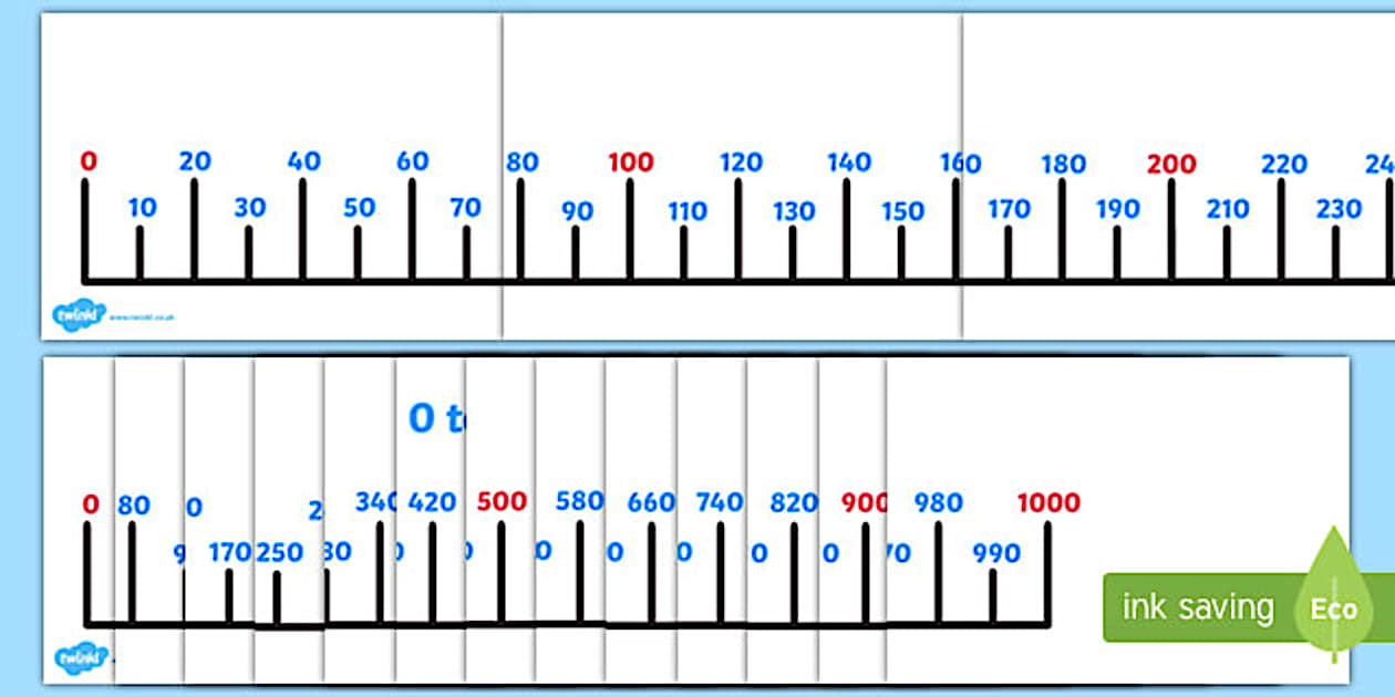 Giant 0-1000 Number Line 10s (teacher made) - Twinkl