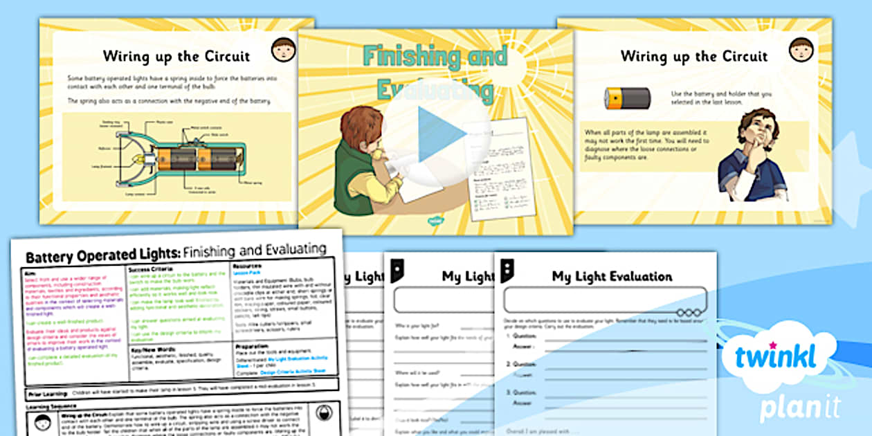 DT: Battery Operated Lights Unit: Finishing and Evaluating LKS2 Lesson ...