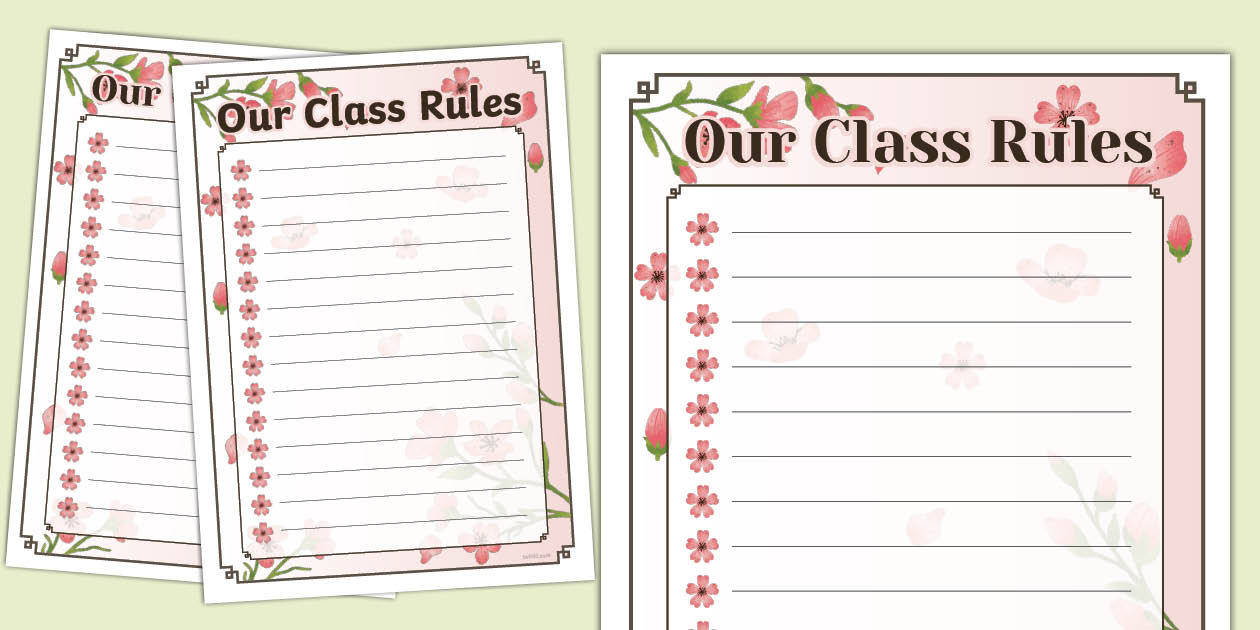 Sakura-Themed Our Class Rules Display Poster - Twinkl