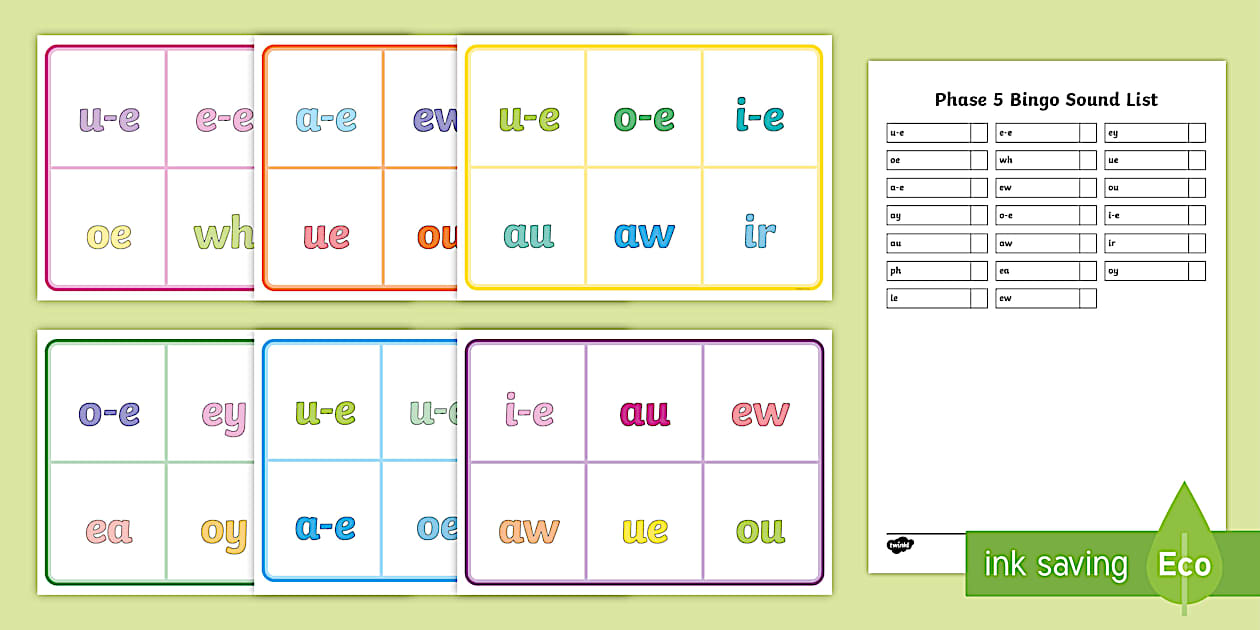 Editable Phase 5 Phonic Bingo and Lotto Game - Twinkl
