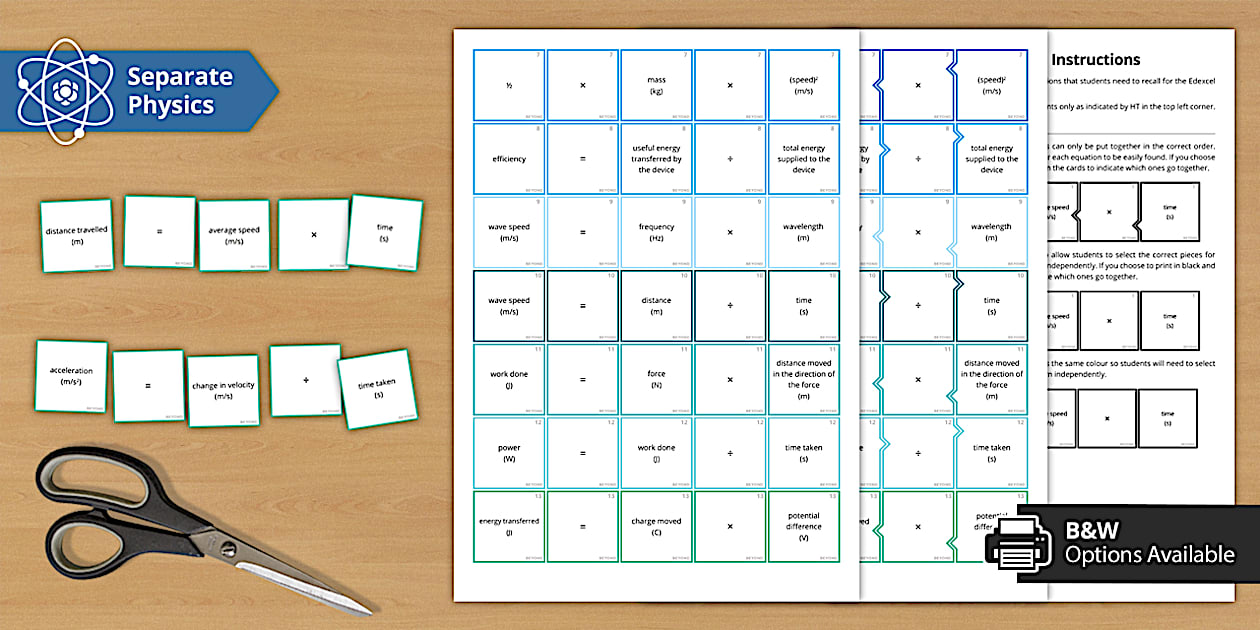 Edexcel Separate Physics Equation Jigsaws (teacher made)