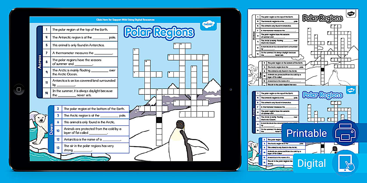 Second Grade Polar Regions Crossword (Teacher-Made) - Twinkl