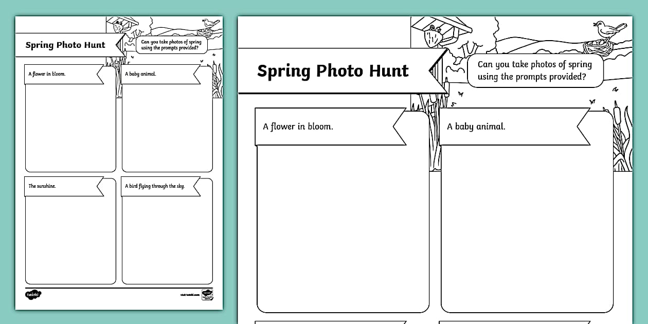 Spring Photo Hunt Challenge Worksheet (teacher made)