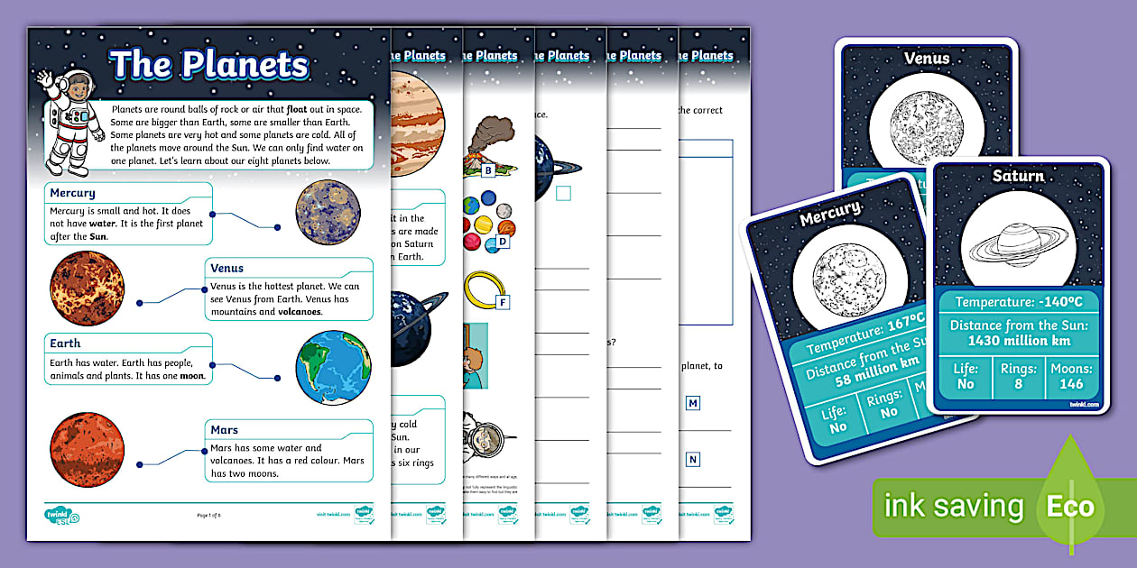 ESL The Planets Reading Comprehension [Kids, A1-A2] - Twinkl