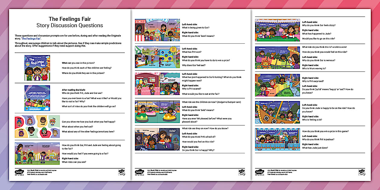 The Feelings Fair Story Discussion Questions (Teacher-Made)