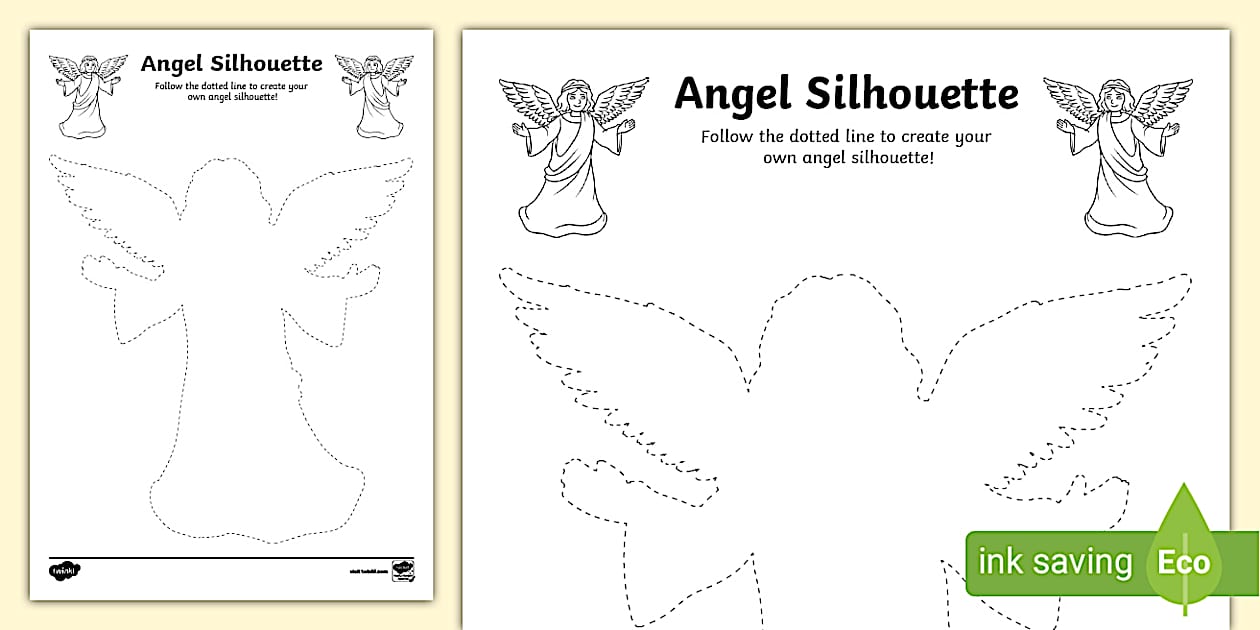 Angel Silhouette Drawing Activity (teacher made) - Twinkl