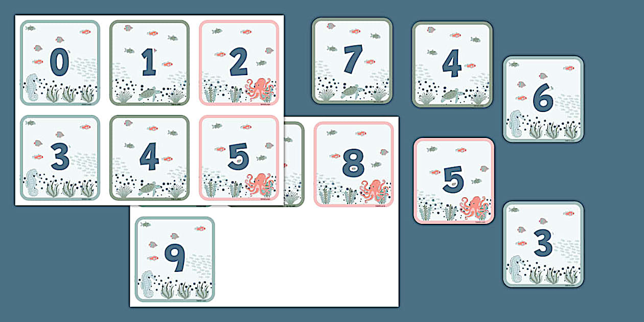 👉 Under The Sea-Themed Number Cards (Teacher-Made)