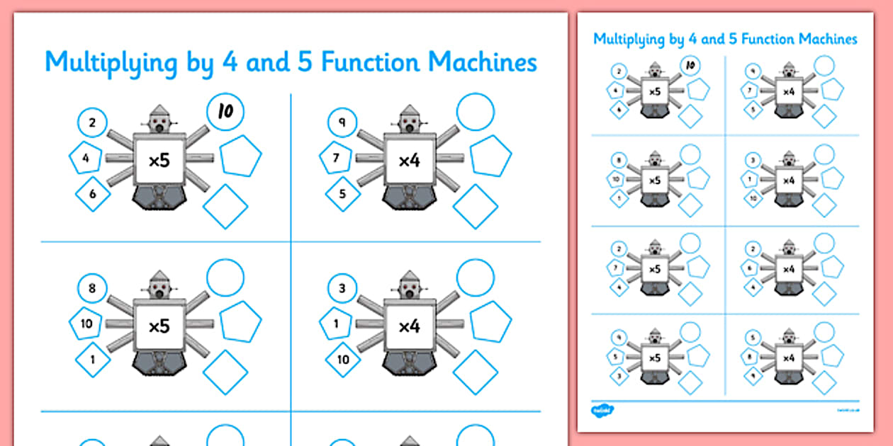 Multiplying by 4 and 5 Function Machines (Teacher-Made)