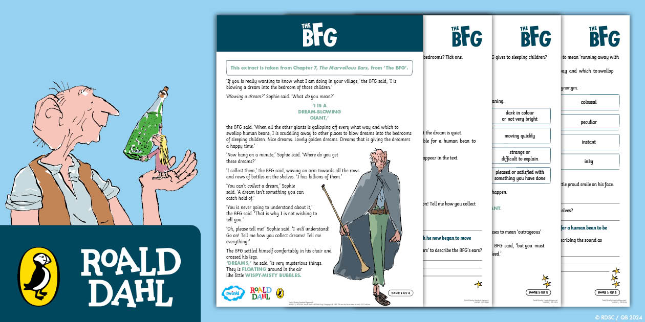 FREE! - The BFG: Reading Comprehension [Ages 7-9] - Twinkl