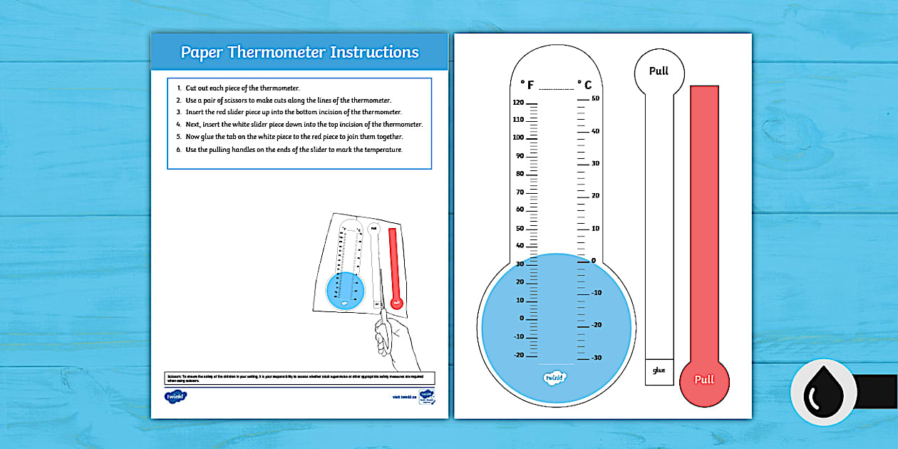 Fahrenheit and Celsius Paper Thermometer With Slider