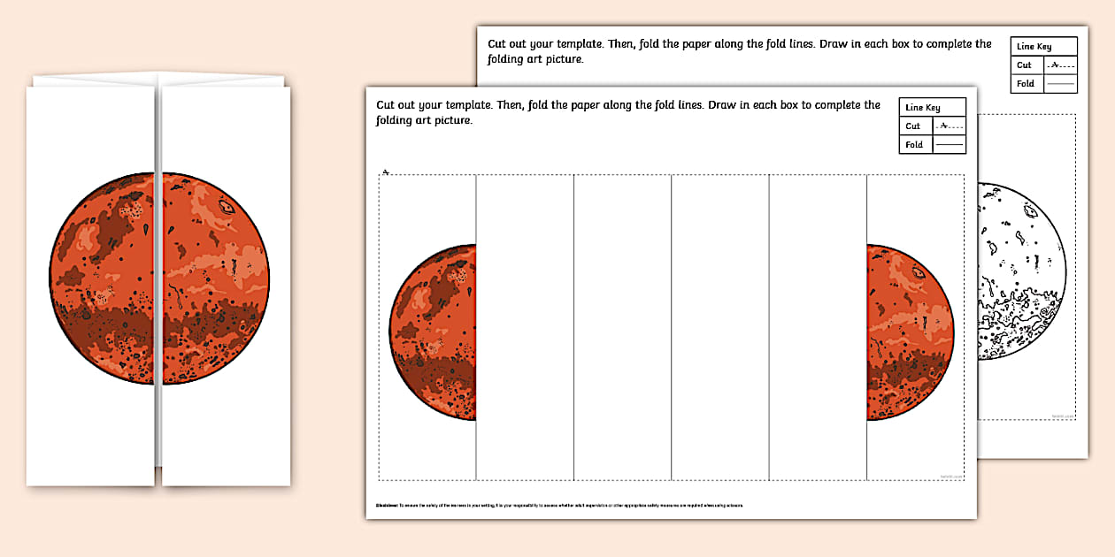Planet Mars Folding Art Template (Teacher-Made) - Twinkl