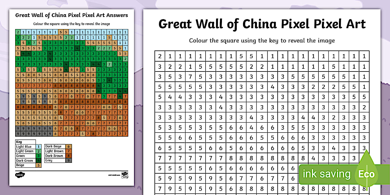 Great Wall of China Pixel Art Template (teacher made)
