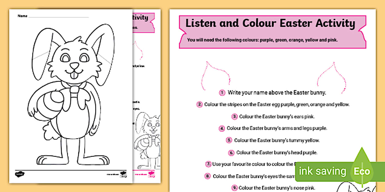 Listen and Colour Easter Activity (teacher made) - Twinkl