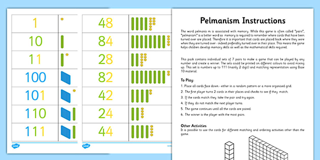 Black and White Pelmanism Base 10 Counting Game - Twinkl