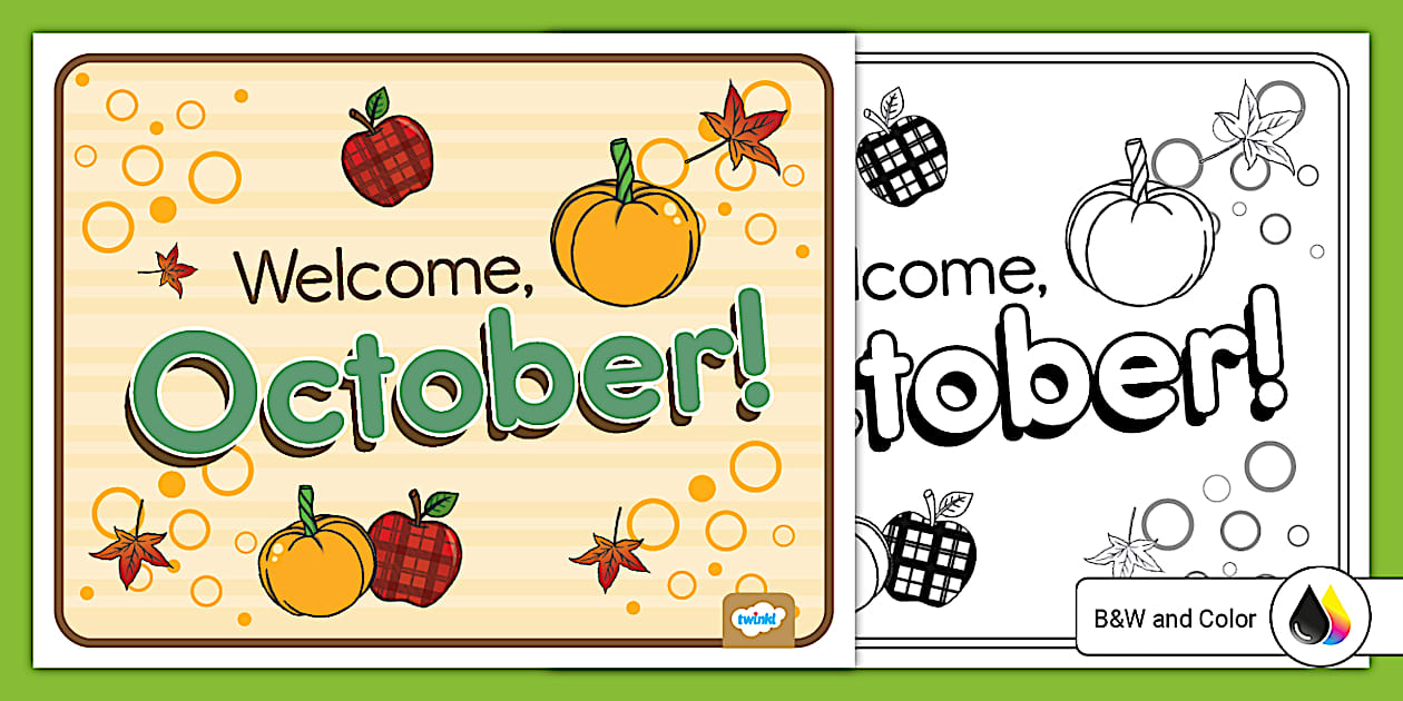 Welcome, October! Poster (Teacher-Made) - Twinkl