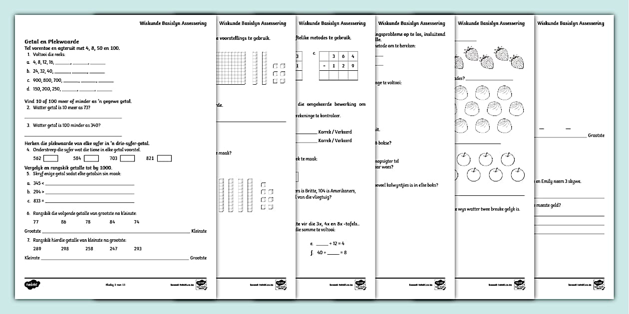 Graad 4 Wiskunde - Kwartaal 1 - Basislyn Assessering - Assesseringsblad ...