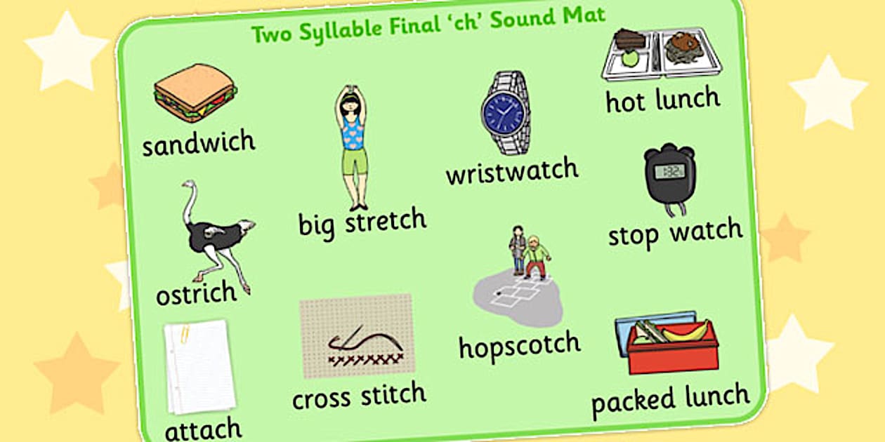 Dyslexic Two Syllable Final Ch Sound Word Mat 2 - Twinkl