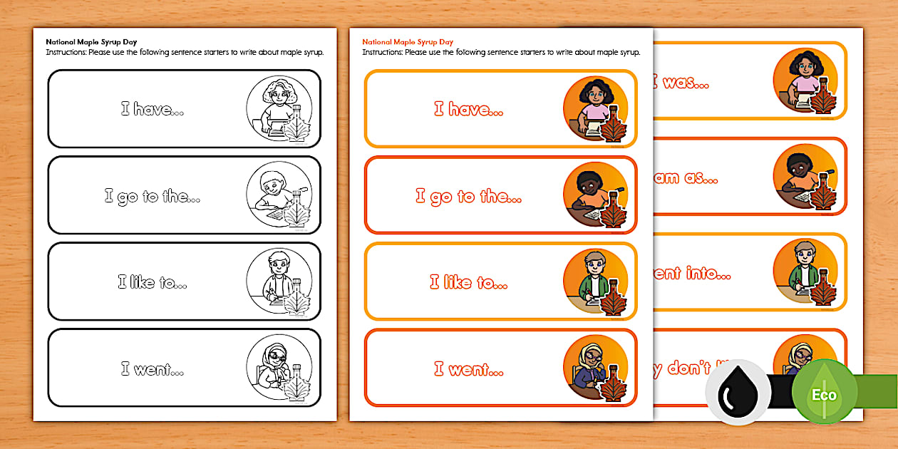 National Maple Syrup Day Sentence Starter Cards