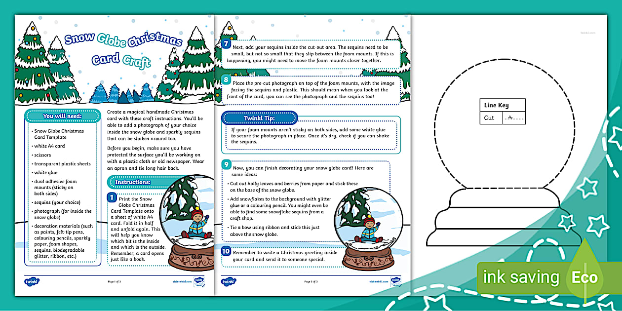 Snow Globe Christmas Card Craft (Hecho por educadores)