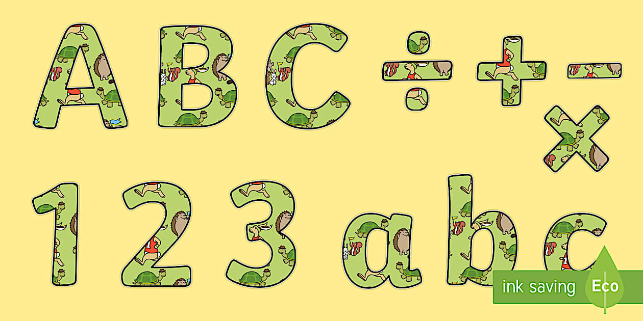 Editable The Tortoise and The Hare Themed Display Lettering