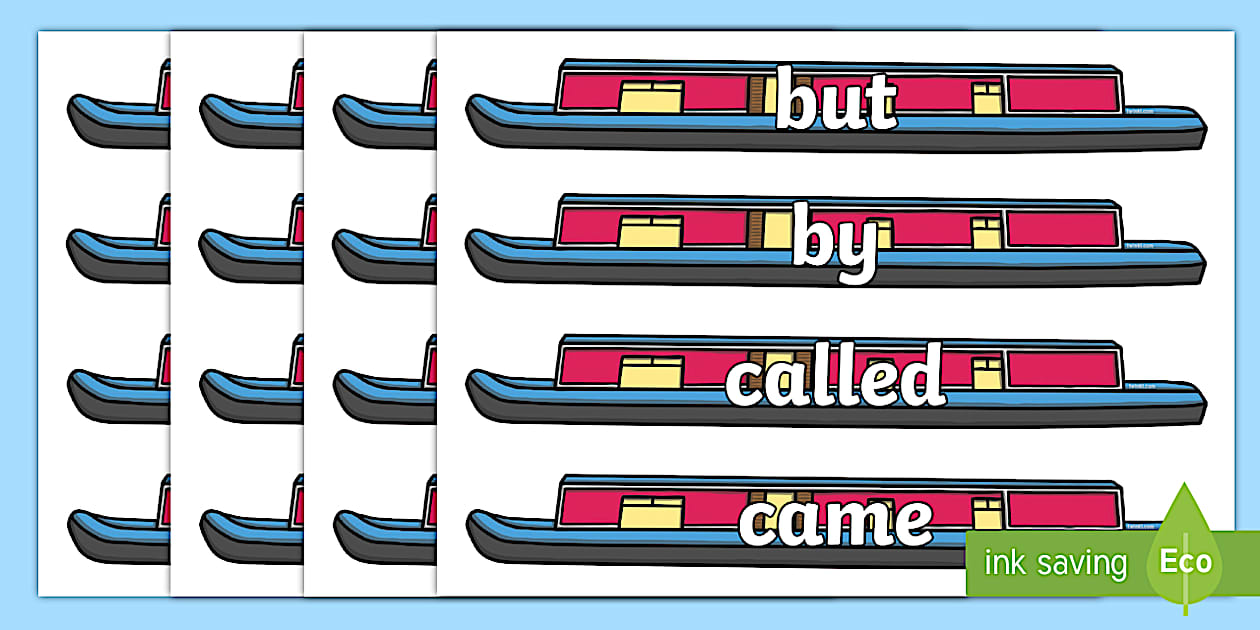 Cursive 100 High Frequency Words on Narrow Boats - Twinkl