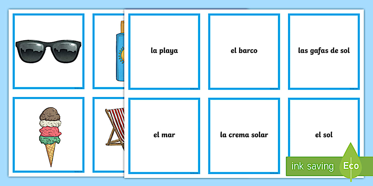 Seaside Topic Matching Cards Spanish (Teacher-Made) - Twinkl