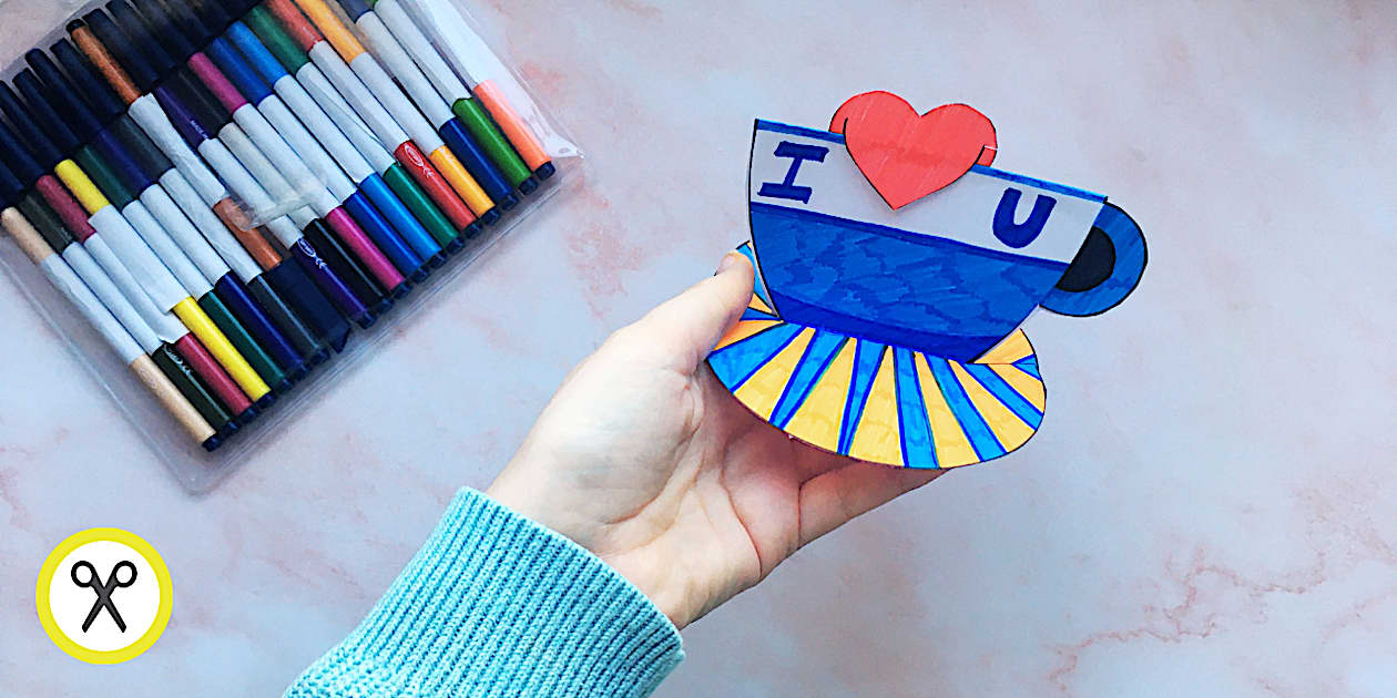 Heart Teacup Valentine's Craft Printable (teacher made)