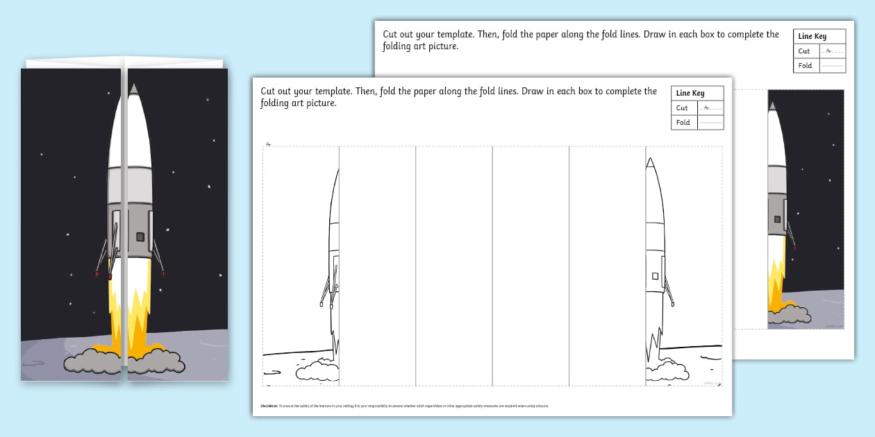 Space Rocket Folding Art Template (teacher made) - Twinkl