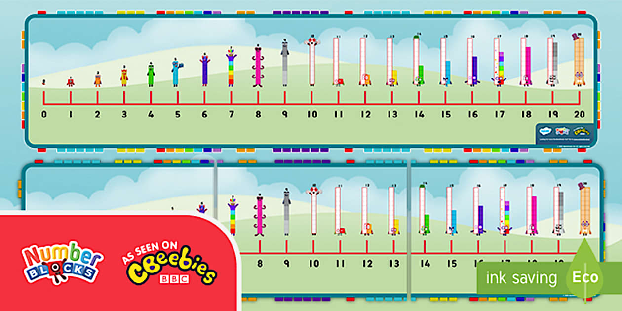 FREE! - 👉 Numberblocks: 0-20 Visual Number Line Display Banner