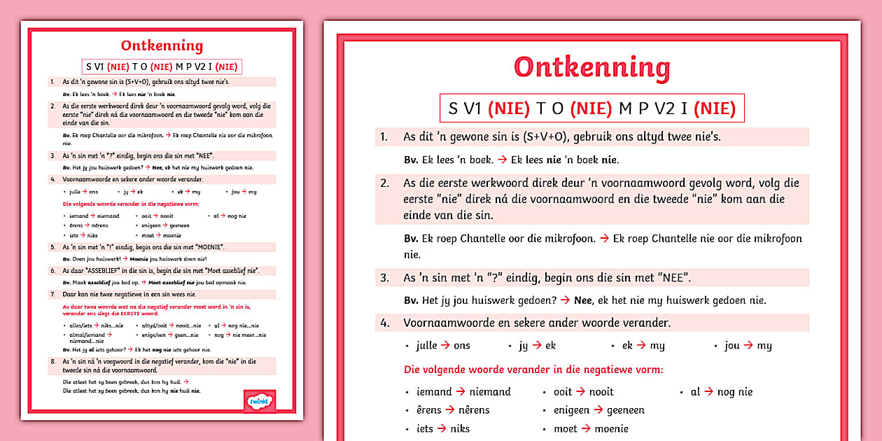 Ontkenning Plakkaat (teacher made) - Twinkl