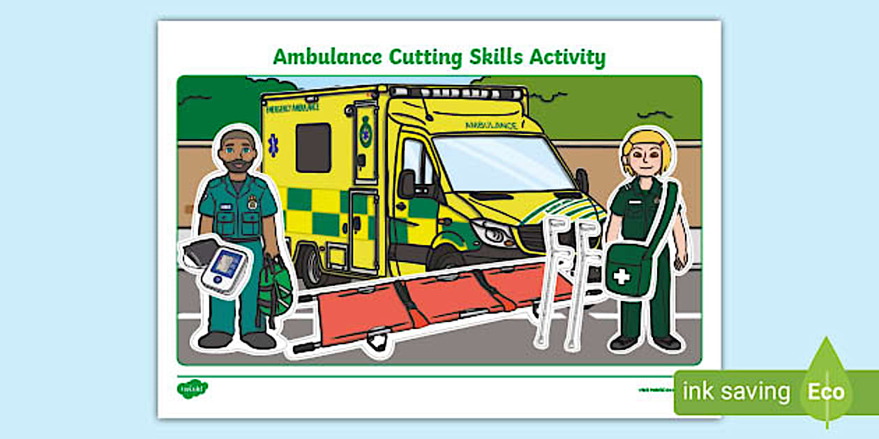 Ambulance Cutting Skills Activity - Fine Motor Skills