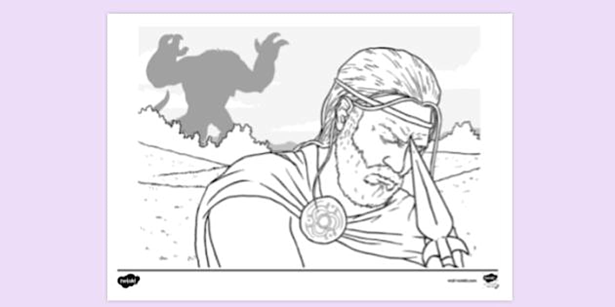 Fionn Pressing Tip of Spear to Forehead Colouring Sheet
