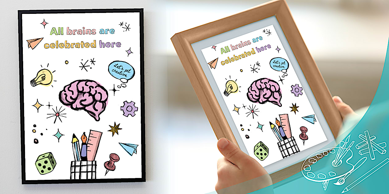 All Brains Are Celebrated Here Inspirational Poster - Twinkl
