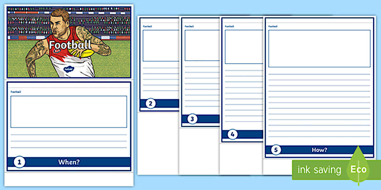 Football Staggered Notebook (Teacher-Made) - Twinkl